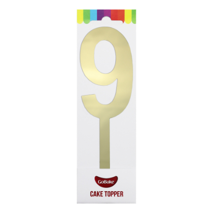 Topper Large Mirror Number – 9 Gold – GoBake | Everything for the Cake!