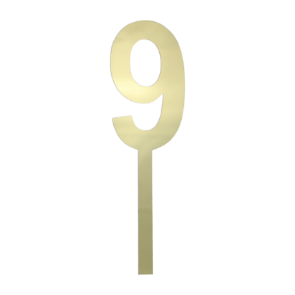 Topper Large Mirror Number – 9 Gold – GoBake | Everything for the Cake!
