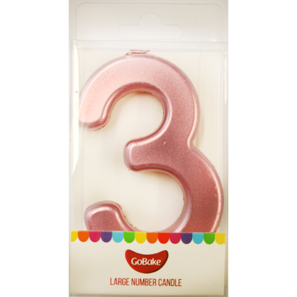 Large Number 3 Candle Metallic – PKT – GoBake | Everything for the Cake!